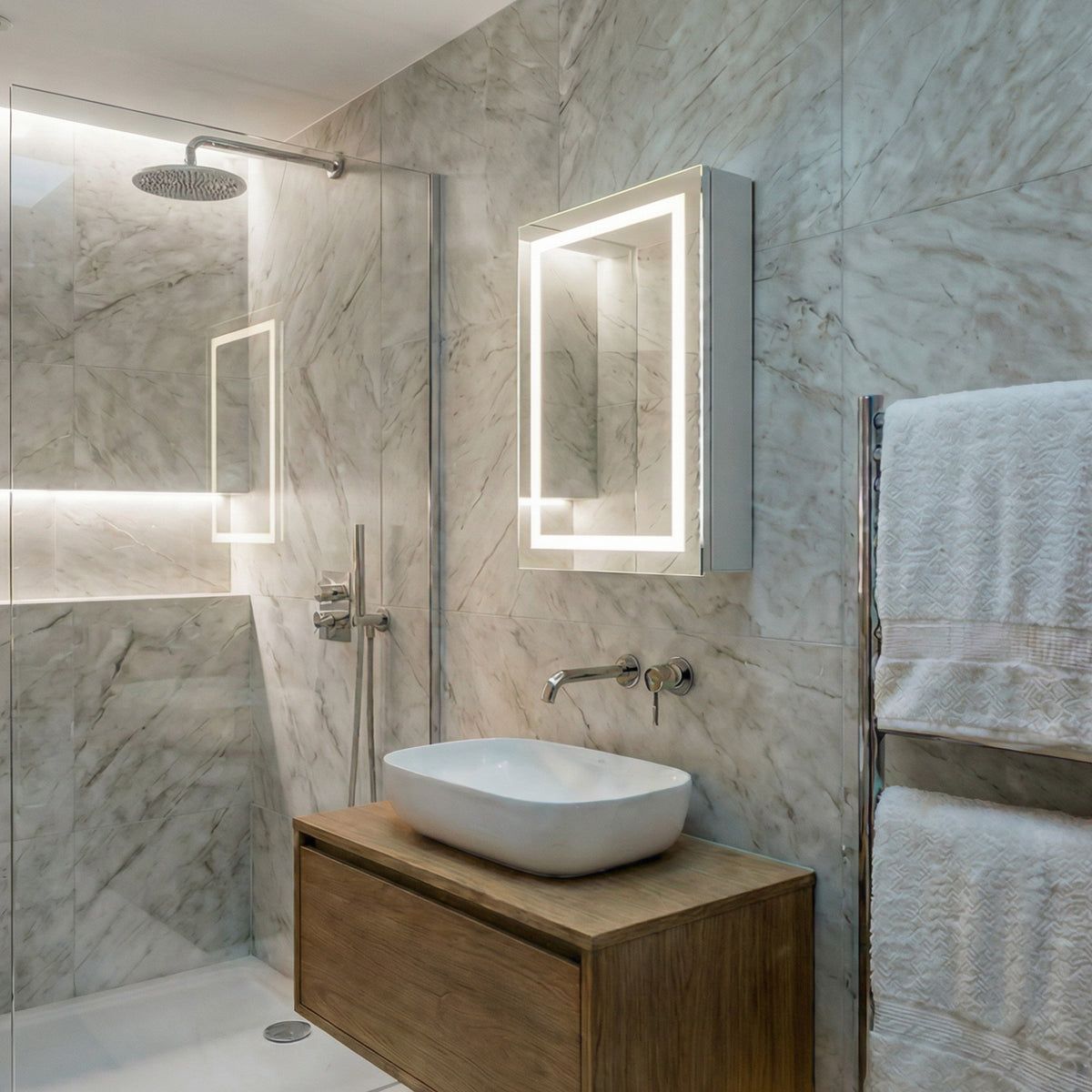 Verena Single Door Demist Cabinet – Light Mirrors